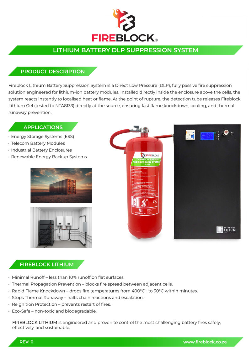 LITIHUM SUPPRESSION SYSTEM – Fireblock